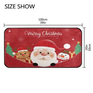 Kitchen Rugs Christmas Cute Santa Claus Design Non-Slip Soft Kitchen Mats Bath Rug Runner Doormats Carpet for Home Decor, 39" X 20"