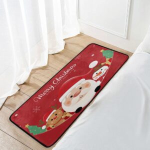 Kitchen Rugs Christmas Cute Santa Claus Design Non-Slip Soft Kitchen Mats Bath Rug Runner Doormats Carpet for Home Decor, 39" X 20"