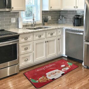 Kitchen Rugs Christmas Cute Santa Claus Design Non-Slip Soft Kitchen Mats Bath Rug Runner Doormats Carpet for Home Decor, 39" X 20"