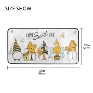 Sunflowers Bee Gnomes Kitchen Rug Spring Summer Autumn Kitchen Mat Runner Rugs Non Slip Floor Door Mats Soft Doormat Carpet Home Decor 39 X 20 Inch