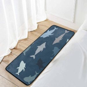 Anti Fatigue Kitchen Mat Shark Sea Animal Wild Hand Non Slip Kitchen Rug Runner 39"x20" Comfort Standing Mats Kitchen Carpet