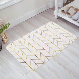 front door mat floor mats for home decor, yellow herringbone memory foam runner entryway area rug non-slip absorbent doormat washable rug, 18x30inch welcome mats for bedroom decor living room decor