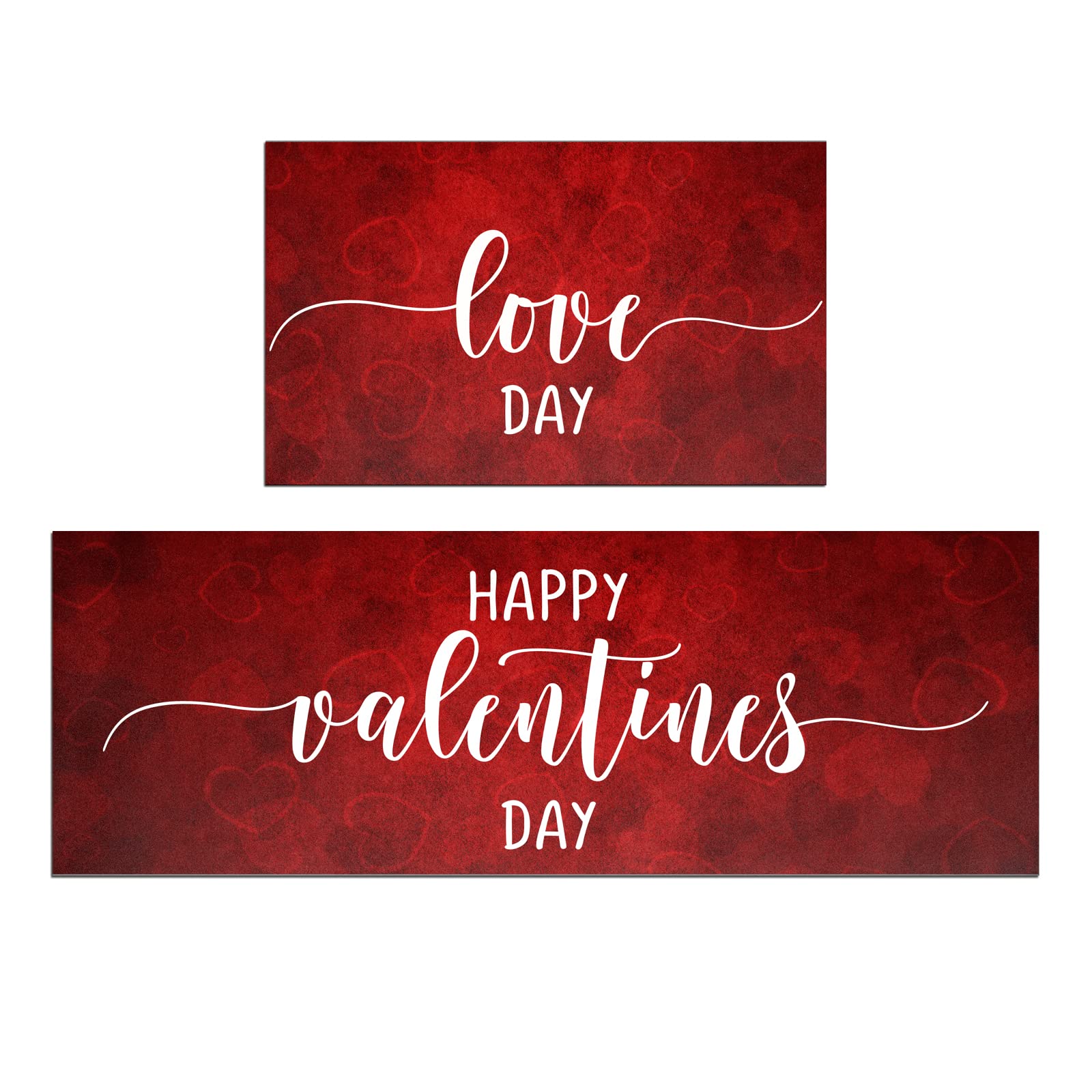 HOLVDENG Valentine's Day Kitchen Mat Set of 2 Non Slip Thick Love Day Kitchen Rugs and Mats for Floor Comfort Standing Mats for Kitchen, Sink, Office, 17"x47"+17"x28"