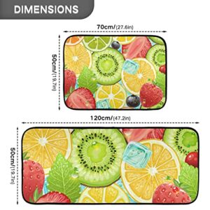 Lemon Strawberry Kitchen Rugs and Mats Set 2 Piece Non Slip Washable Runner Rug Set of 2 for Floor Home Kitchen Laundry Decorative