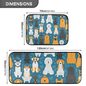 Dogs Kitchen Rugs and Mats Set 2 Piece Non Slip Washable Runner Rug Set of 2 for Kitchen Floor Home Sink Ladunry Office