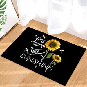 Shinyhouse Kitchen Rugs and Mats Non Slip Washable Farm Honey Bees Sunflower Black Absorbent Doormat Home Decor Kitchen Bathroom Laundry Living Room, 20x31.5in, 20210510-LX-123456-SLXM07487MDACRAI