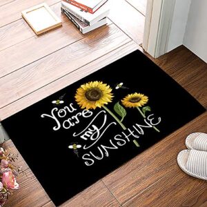 Shinyhouse Kitchen Rugs and Mats Non Slip Washable Farm Honey Bees Sunflower Black Absorbent Doormat Home Decor Kitchen Bathroom Laundry Living Room, 20x31.5in, 20210510-LX-123456-SLXM07487MDACRAI