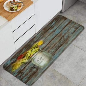 mason jar floral barn wood western country anti fatigue kitchen mat comfort floor mats non-slip oil stain resistant easy to clean kitchen rug