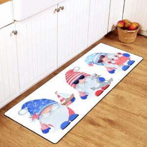 tsytma beach gnomes with anchor ship kitchen rug hello summer floor mats washable non-slip bathroom rug runner laundry room home decor 39x20 inch