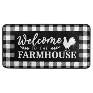 innewgogo buffalo plaid farmhouse kitchen rug floor mat 39 inch x 20inch, anti fatigue kitchen mats for home decor comfort standing mats waterproof kitchen carpet