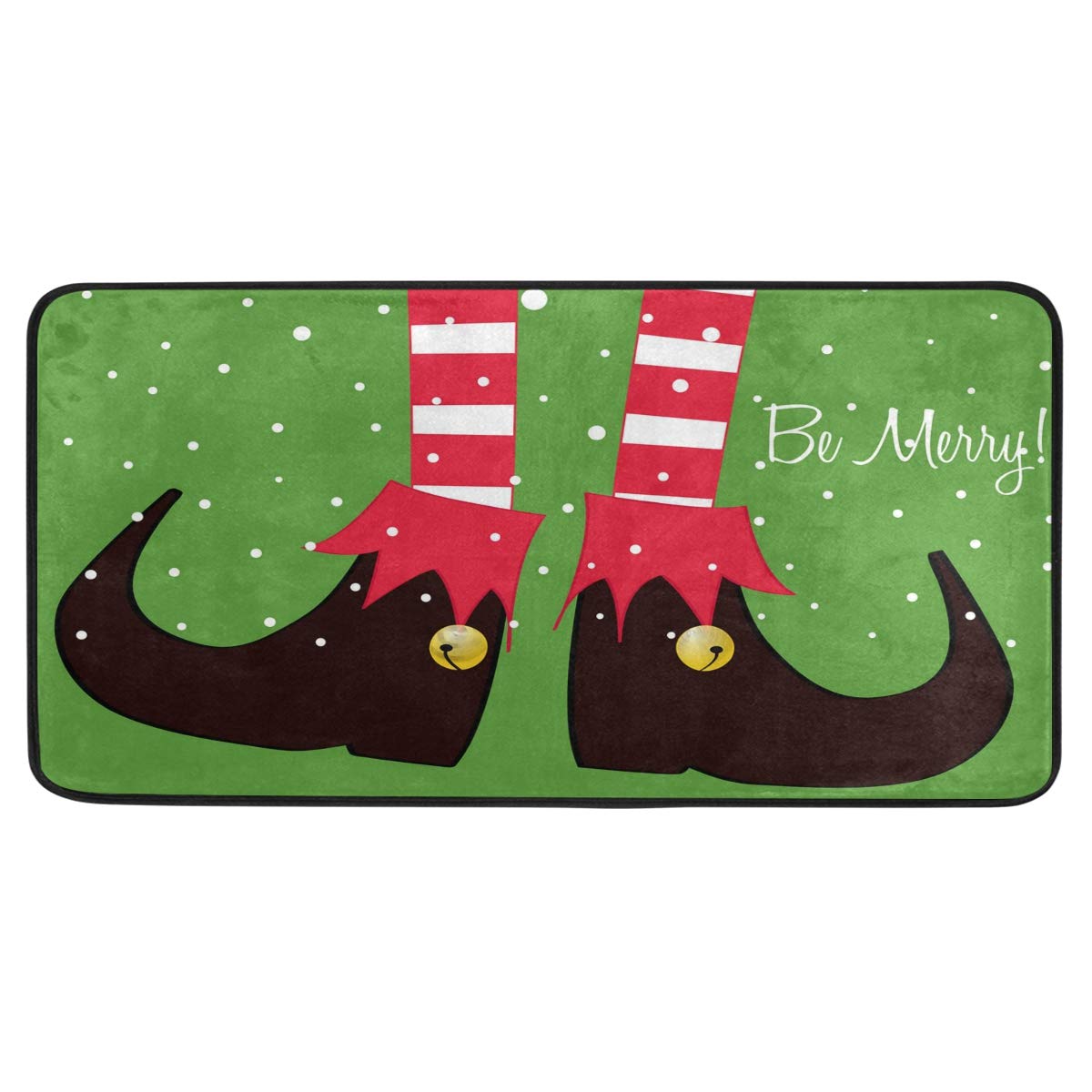 ZZAEO Kitchen Rugs Christmas Elf Shoes Green, 39 x 20 inch Kitchen Floor Mat Non Slip Standing Mat