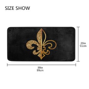 susiyo Kitchen Mat Golden Glittering Fleur Lis Kitchen Rug Mat Anti-Fatigue Comfort Floor Mat Non Slip Oil Stain Resistant Easy to Clean Kitchen Rug Bath Rug Carpet for Indoor Outdoor Doormat