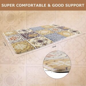 Kitchen Rug,Memory Foam Kitchen Mat 17"×30" Anti Fatigue No-Slip Comfort Area Rugs Water Proof & Oil Proof Throw Carpet Decor for Kitchen Office Front Door Sink and Living Room(Brown)