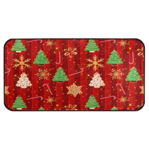 kitchen rugs christmas snowflakes golden tree design non-slip soft kitchen mats bath rug runner doormats carpet for home decor, 39" x 20"