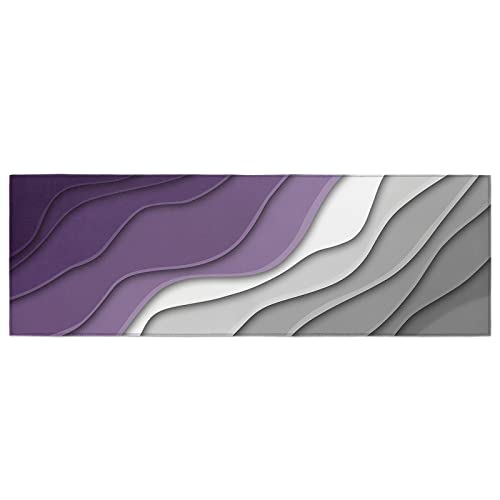 2 Pieces Kitchen Rug and Mat Sets, Purple and Gray Kitchen Mat Standing Floor Mat Absorbent Doormats Cushioned Rugs, Kitchen Mat Sets for Indoor Entrance Sink Abstract Ombre Geometric 23.6"x70.9"