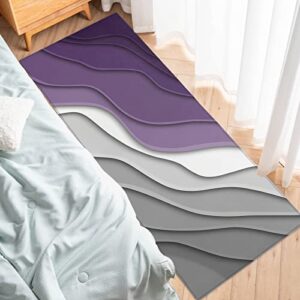 2 Pieces Kitchen Rug and Mat Sets, Purple and Gray Kitchen Mat Standing Floor Mat Absorbent Doormats Cushioned Rugs, Kitchen Mat Sets for Indoor Entrance Sink Abstract Ombre Geometric 23.6"x70.9"