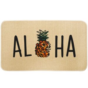 doormat bath rugs non slip summer pineapple funnyation washable cover floor rug absorbent carpets floor mat home decor for kitchen bathroom bedroom (16x24)