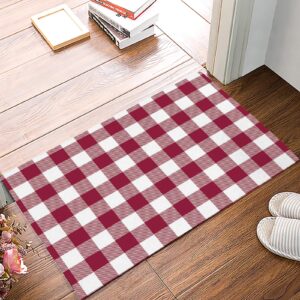 door mat for bedroom decor, red lattice floor mats, holiday rugs for living room, absorbent non-slip bathroom rugs home decor kitchen mat area rug 18x30 inch