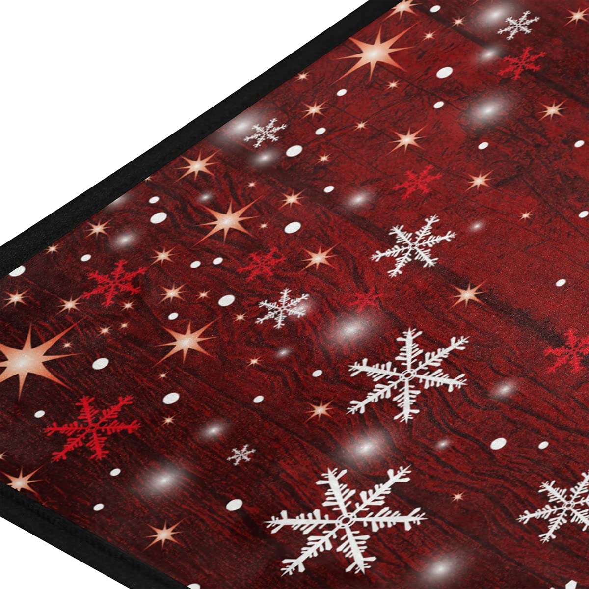 Christmas Coffee Tree Kitchen Rug, Snowflakes Dark Red Door Mat Bath Rug Home Decor Floor Mat Non-Slip Carpet for Kitchen Living Bedroom 39 x 20 Inch