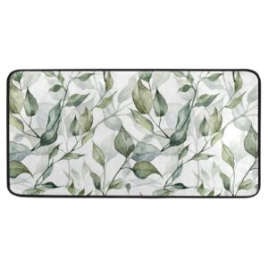 green leaves tropical plants kitchen rugs floor mat anti fatigue kitchen mats non skid washable bath rug runner doormats carpet sink mat home decor 39 x 20 inch