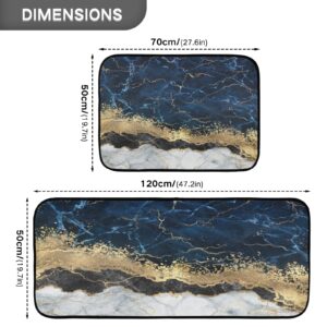 Kitchen Mats Rugs 2 Piece Set Bath Mat Antifatigue Cushioned Gold Black Marble for Floor Non Slip Washable (color3)