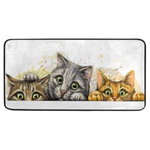 susiyo kitchen mat watercolor funny cute cats kitchen rug mat anti-fatigue comfort floor mat non slip oil stain resistant easy to clean kitchen rug bath rug carpet for indoor outdoor doormat