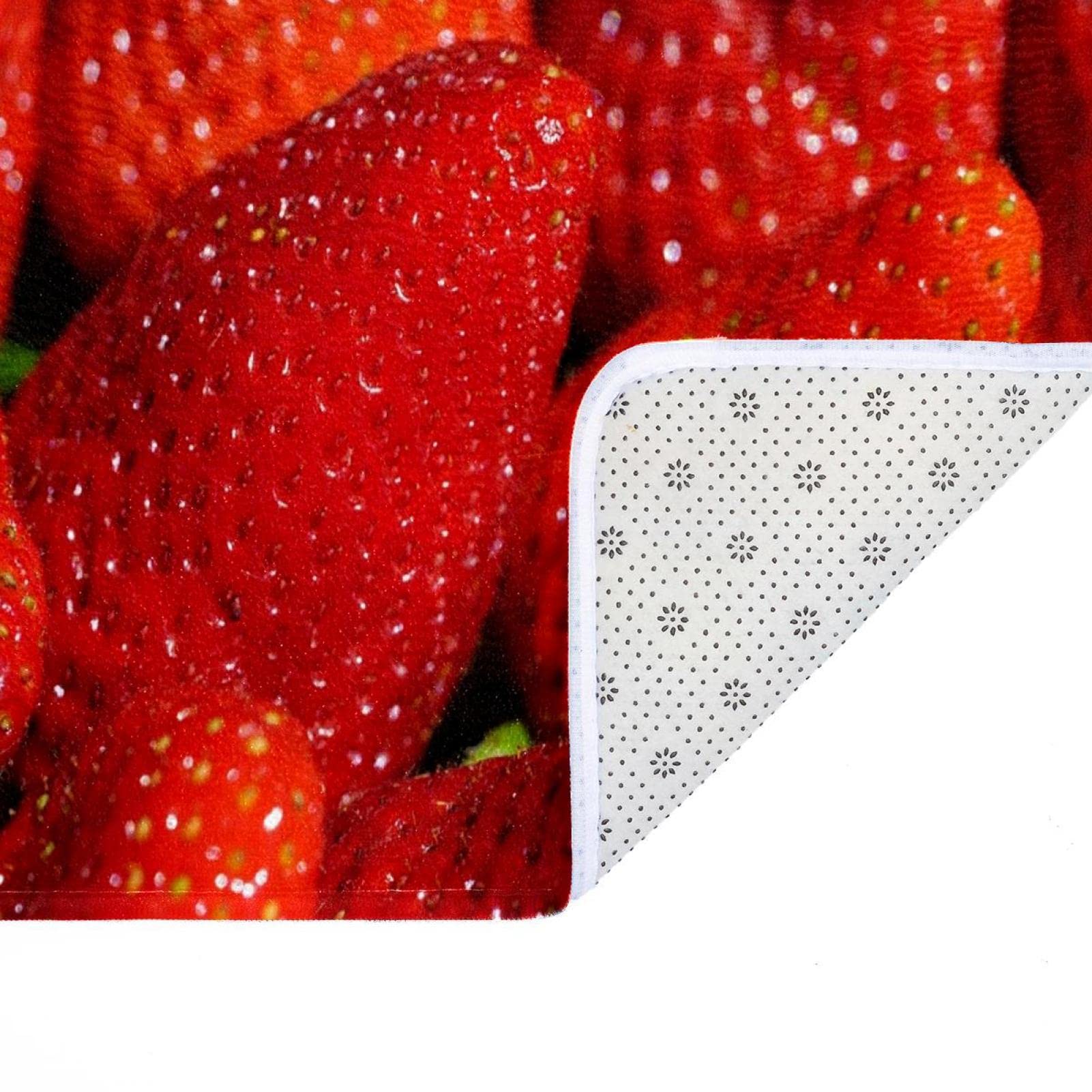 Red Strawberries Kitchen Mat and Rugs Cushioned Anti-Fatigue Kitchen mats 16"x 24"Non Slip Waterproof Kitchen Mats and Rugs Ergonomic Comfort Mat for Kitchen Floor Home Office Sink Laundry