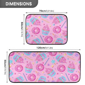 Sweet Pink Cupcakes Kitchen Rug Set of 2 Donuts Lollypops Kitchen Mat No-Slip Runner Rug Anti Fatigue Mats Floor Door Mats Carpet Doormats Washable Home Decor 19.7"x27.6"+19.7"x47.2"