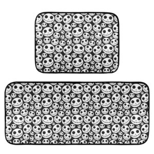 jiponi halloween zombie skeleton skull kitchen rugs set of 2 pieces, non slip cushioned anti fatigue mats for kitchen floor, 19.7"x27.6"+19.7"x47.2" heavy duty comfort standing mats