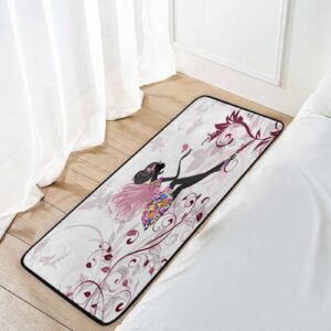 ALAZA Magic Fairy Flowers Girl Butterfly Kitchen Rugs Floor Mat,Non Slip Absorbent Comfort Standing Mat Kitchen Runner Rug for Hallway Entryway Bathroom Living Room Bedroom,39 X 20 Inches