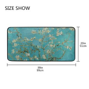 Kitchen Rug Mats Van Gogh Branches of Almond Tree in Blossom Bath Rug Runner Doormats Carpet for Home Decor, 39" X 20"