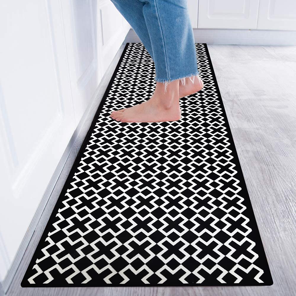 WENLION Kitchen Rug Non Skid Absorbent Kitchen Mat Washable Anti Fatigue 2PCS Set 15 inchx23 inch+15 inchx63 inch