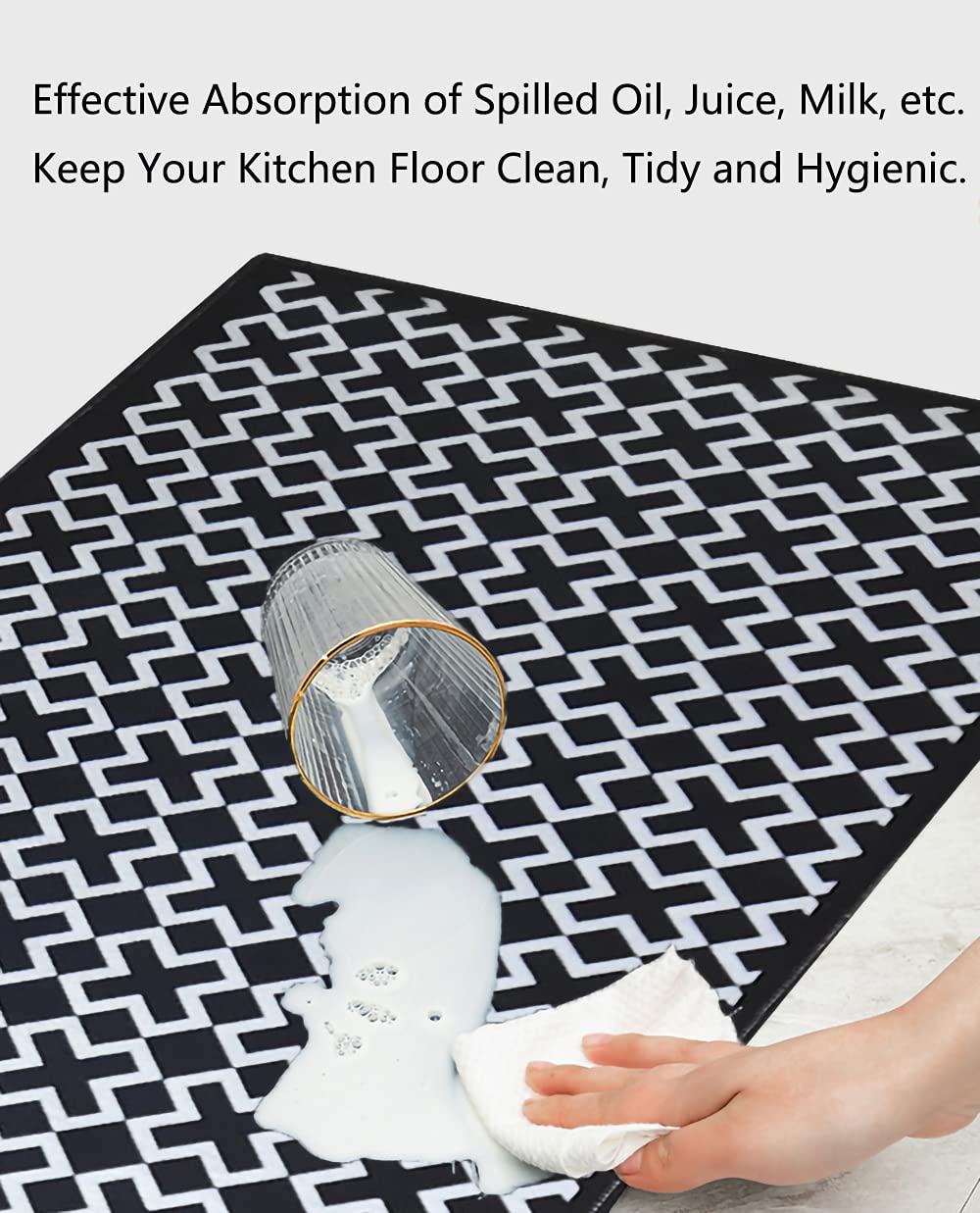 WENLION Kitchen Rug Non Skid Absorbent Kitchen Mat Washable Anti Fatigue 2PCS Set 15 inchx23 inch+15 inchx63 inch