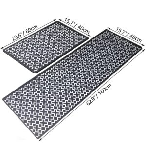 WENLION Kitchen Rug Non Skid Absorbent Kitchen Mat Washable Anti Fatigue 2PCS Set 15 inchx23 inch+15 inchx63 inch