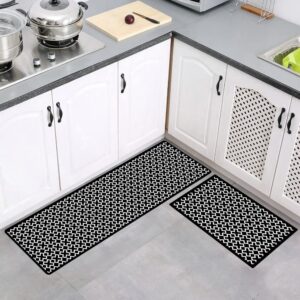 WENLION Kitchen Rug Non Skid Absorbent Kitchen Mat Washable Anti Fatigue 2PCS Set 15 inchx23 inch+15 inchx63 inch