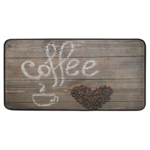 coffee beans heart brown wooden board kitchen rugs floor mat anti fatigue kitchen mats non skid washable bath rug runner doormats carpet sink mat home decor 39 x 20 inch