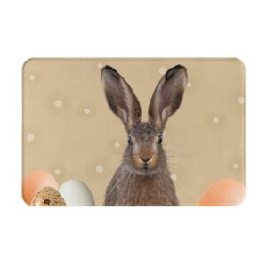 easter doormat area rug, bunny door mat, rabbit non-slip rug for bedroom living room kitchen, easter kitchen decor for floor, spring easter decorations for the home 16x24 inches