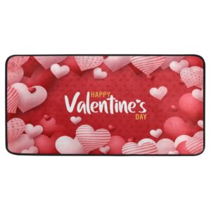 valentines red heart balloon kitchen rug 39 x 20 inch, door mat bath rug home decor floor mat non-slip carpet for kitchen living bedroom