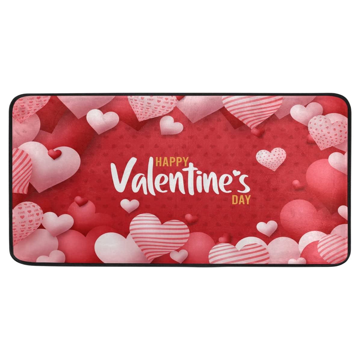 Valentines Red Heart Balloon Kitchen Rug 39 x 20 Inch, Door Mat Bath Rug Home Decor Floor Mat Non-Slip Carpet for Kitchen Living Bedroom