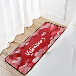 Valentines Red Heart Balloon Kitchen Rug 39 x 20 Inch, Door Mat Bath Rug Home Decor Floor Mat Non-Slip Carpet for Kitchen Living Bedroom