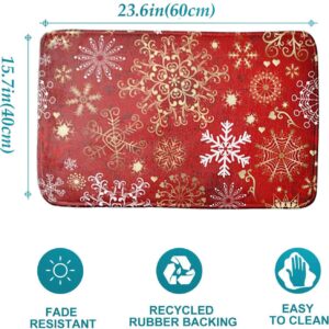 Christmas Kitchen Rugs Home Decor Luxurious Gold White Snowflakes Soft Kitchen Mats Bathroom Floor Mats Non Slip Washable Carpet 24'' X 16''