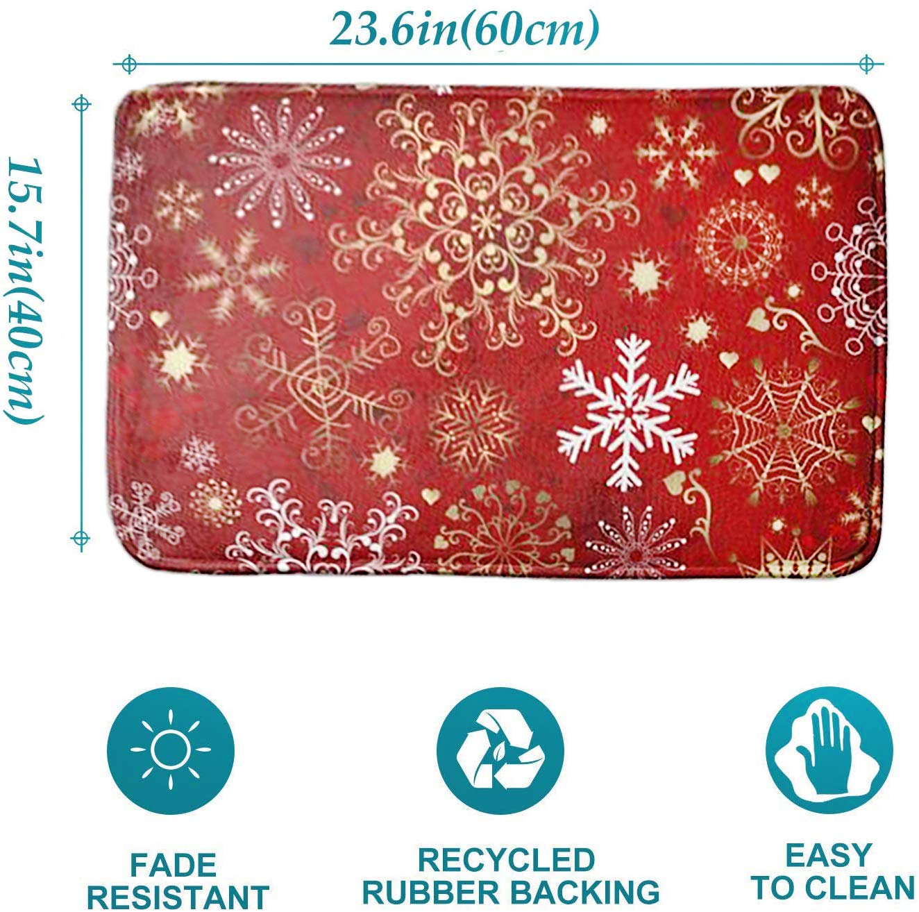 Christmas Kitchen Rugs Home Decor Luxurious Gold White Snowflakes Soft Kitchen Mats Bathroom Floor Mats Non Slip Washable Carpet 24'' X 16''