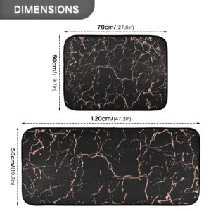 Rose Gold Marble Texture Kitchen Rugs Set 2 Pieces Washable Kitchen Mat Non-Slip Soft Absorbent Microfiber Bath Doormat Carpet Runner Rug Set for Floor Sink 20"x28"+20"x47"