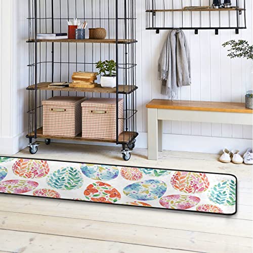 Easter Floral Eggs Kitchen Rug Runner Rug Doormat Bath Mat Area Rug Non-Slip Carpet for Kitchen Living Bedroom 72 x 24 Inch