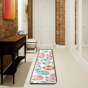 Easter Floral Eggs Kitchen Rug Runner Rug Doormat Bath Mat Area Rug Non-Slip Carpet for Kitchen Living Bedroom 72 x 24 Inch