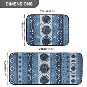 ALAZA Moon Phases Tribal Kitchen Rug Set, 2 Piece Set, Non-Slip Floor Mat for Living Room Bedroom Dorm Home Decor, 19.7 x 27.6 Inch + 19.7 x 47.2 Inch