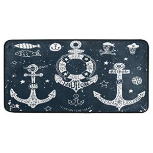 vintage anchors navy kitchen mat rugs cushioned chef soft non-slip floor mats washable doormat bathroom runner area rug carpet