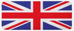 ambesonne union jack kitchen mat, classic traditional flag united kingdom modern british loyalty, plush decorative kitchen mat with non slip backing, 47" x 19", blue red