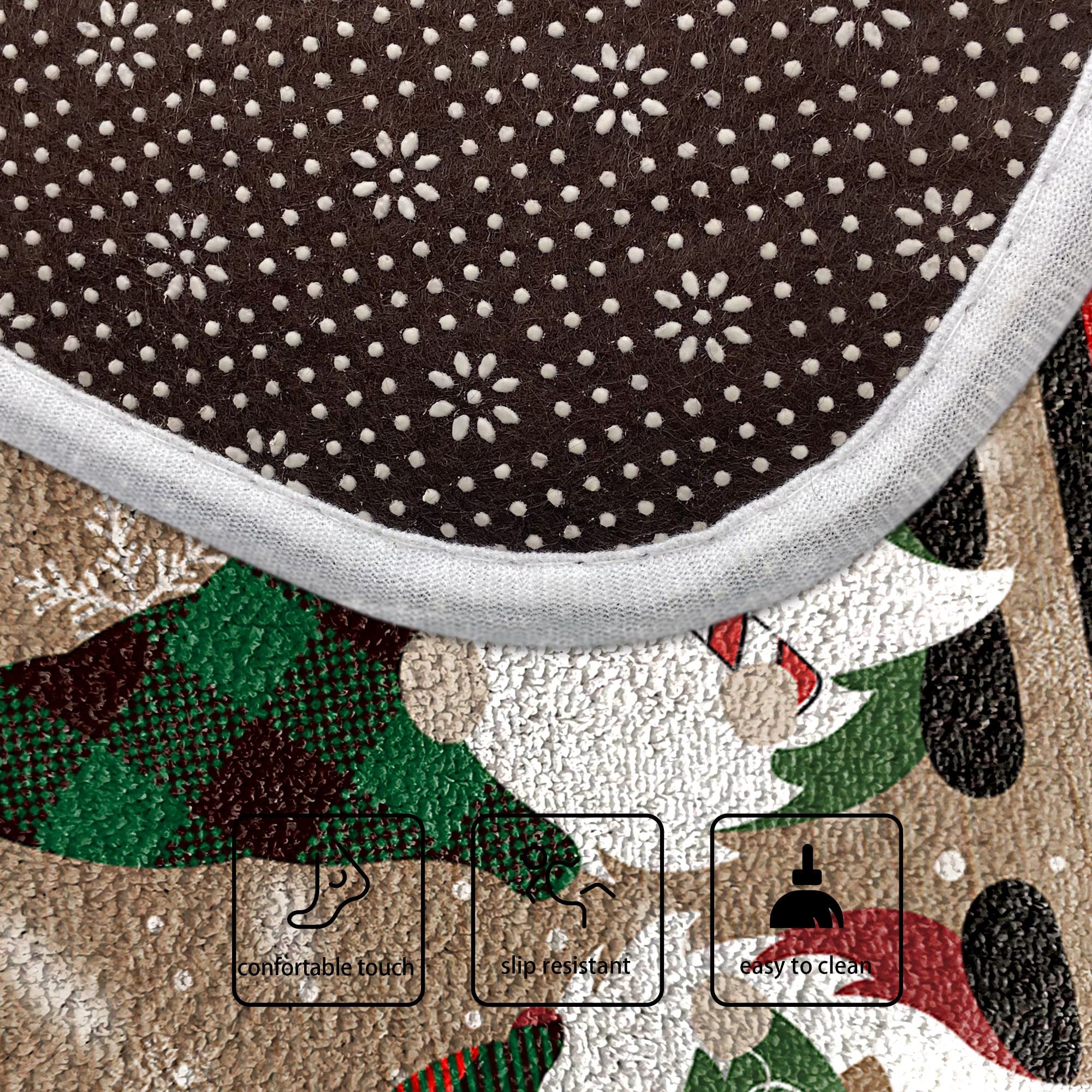 Subently Christmas Kitchen Mats Anti Fatigue Set of 2 Deco Gnome Kitchen Runner Floor Mats Non-Slip Area Carpets Christmas Tree Deer Kitchen Runner Set Country Farmhouse Washable Doorway Sink Bathroom