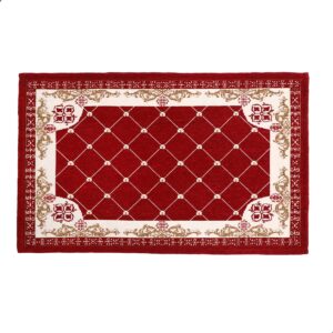 tyrafry 19.6'' x 47.2'' traditional bath rug soft bath rug slip resistant durable foot mat plaid bathroom rug soft plush machine washable microfiber doormat, red